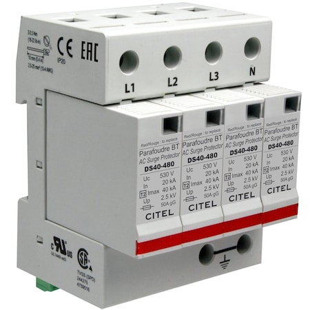 Citel Surge Protection Device, 3 Phase, 277/480V, 4 Wires DS44S-480 | Zoro